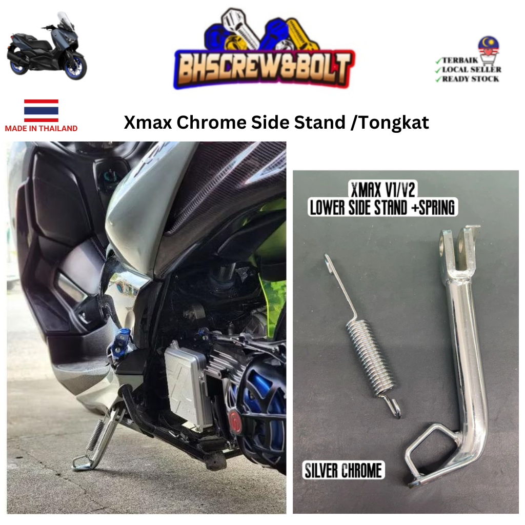 💫🇹🇭🇲🇾 Xmax Lower Side Stand +Spring Silver Chrome Made In Thailand ...