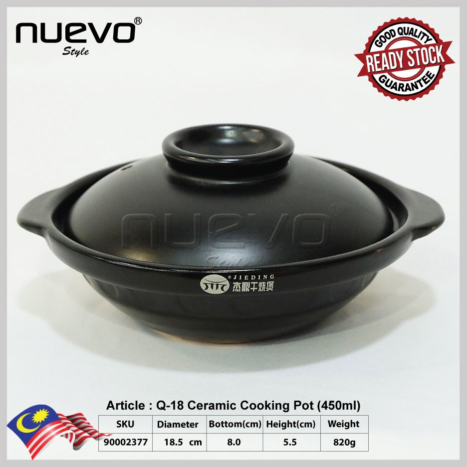 NUEVO STYLE Black Ceramic Casserole Pot 黑色陶瓷砂锅Periuk Keramik Hitam ...