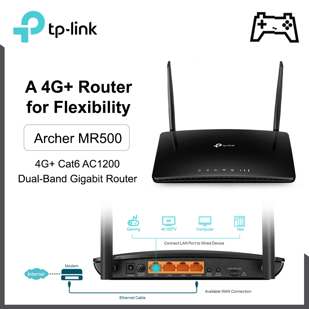 Tp-Link Archer MR500 4G+ Cat6 AC1200 Wireless Dual Band Gigabit Router ...