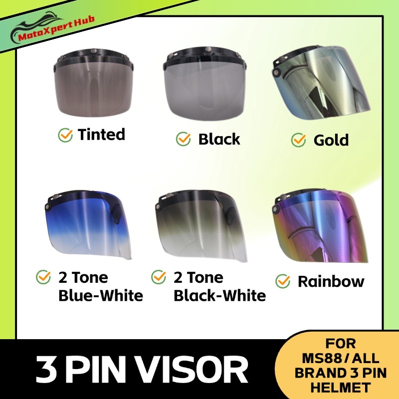 LSR 3 Pin Visor Tinted/Black/Gold/Rainbow/2 Tone MS88 SGV M5 Helmet Visor | Shopee Malaysia