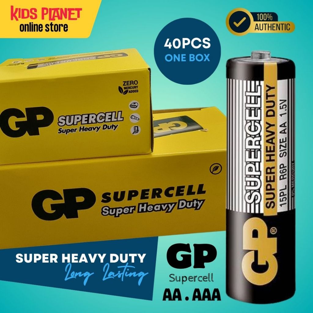 [1Box-40Pcs] GP Supercell Super Heavy Duty AA & AAA Battery/Bateri GP ...