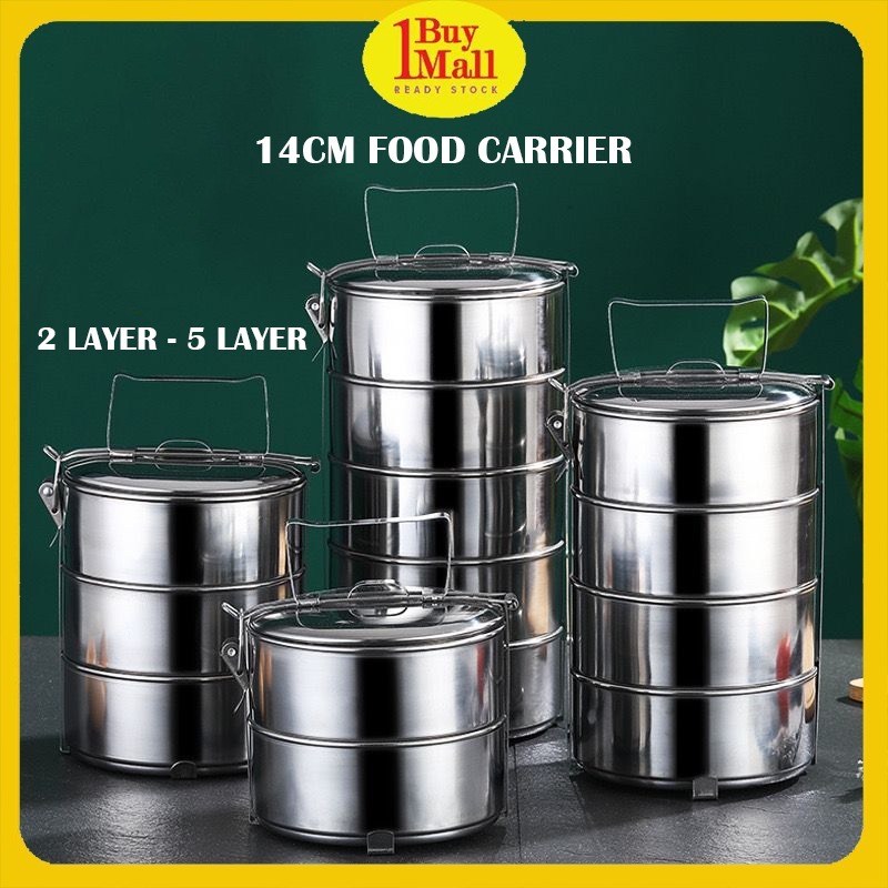 14cm FOOD CARRIER Storage Container Multilayer Portable Stainless Steel ...