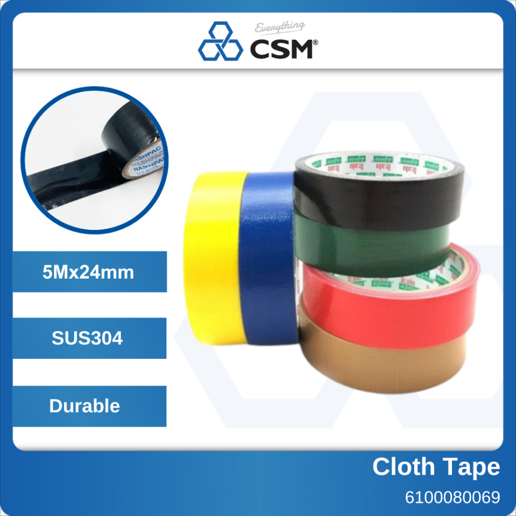 Binding Tape / Cloth Tape / Duct Colour Color 24mm 5meter Black, Silver ...