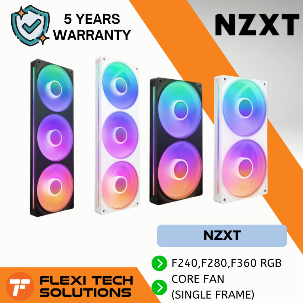 Flexi Tech NZXT F240 / F280 / F360 RGB Core Fan (Single Frame) - Black ...