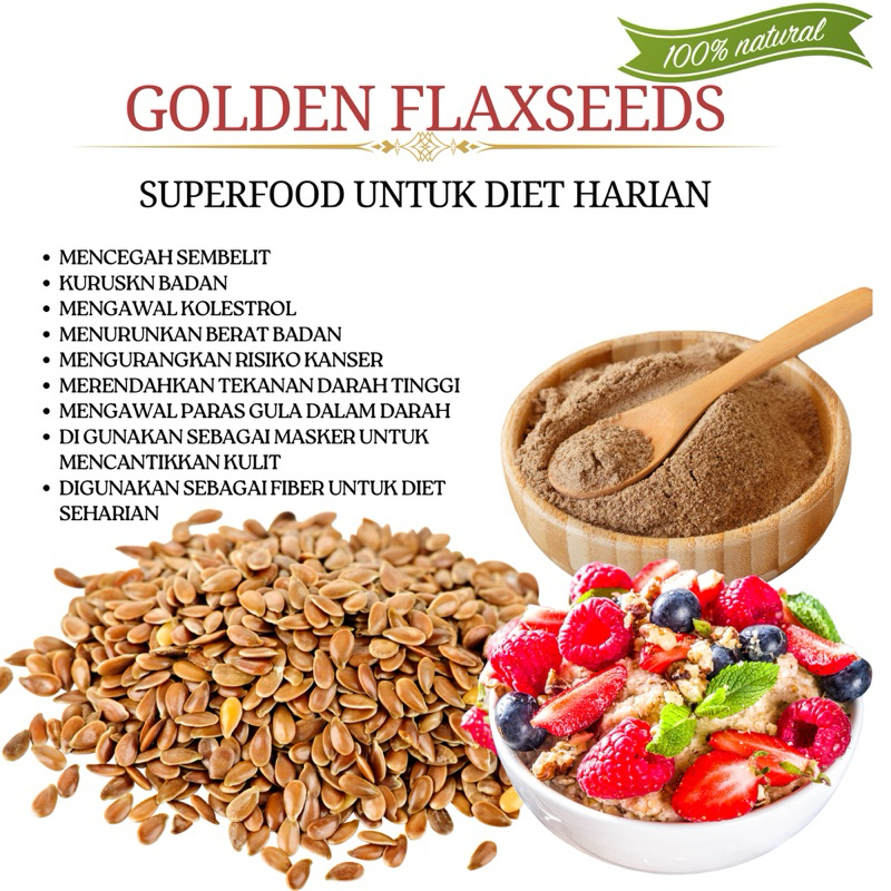 Organic Golden Flaxseed Powder/SERBUK/MASKER FLEXSEED/Tinggi Serat/Diet ...