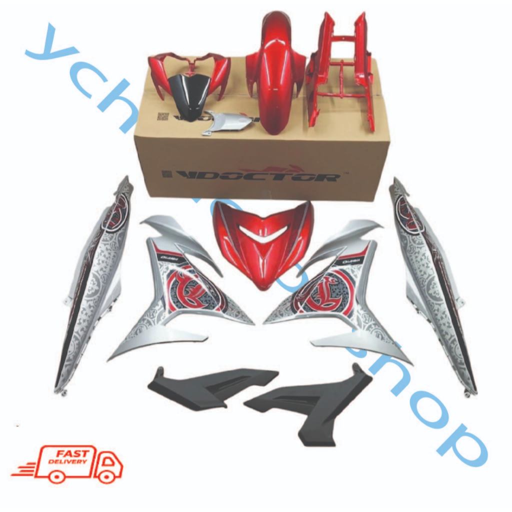 YAMAHA Y15 Y15ZR V2 Y15 V2 Y15 ZR V2 BATIK MERAH PERAK BODY COVER SET ...