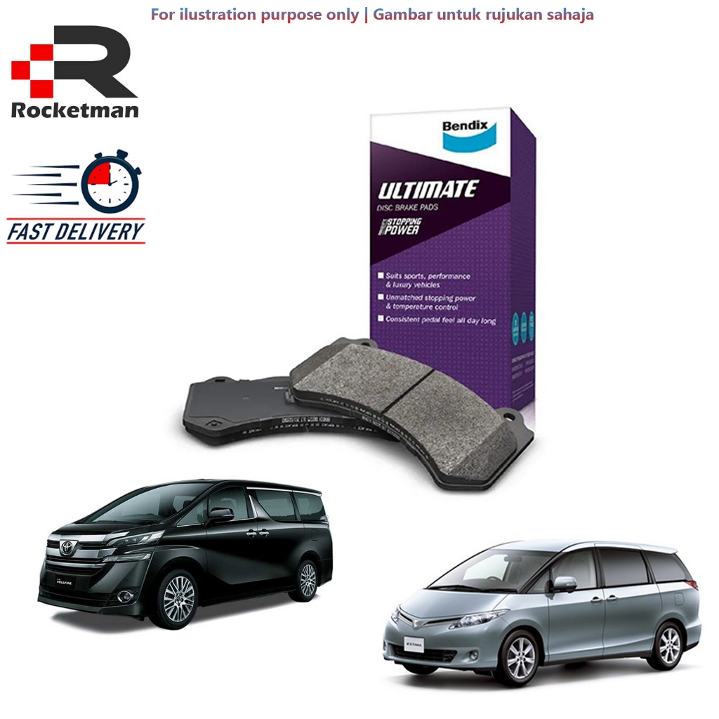 BENDIX ULTIMATE FRONT BRAKE PADS TOYOTA ESTIMA ACR50 2007-2019 ALPHARD ...