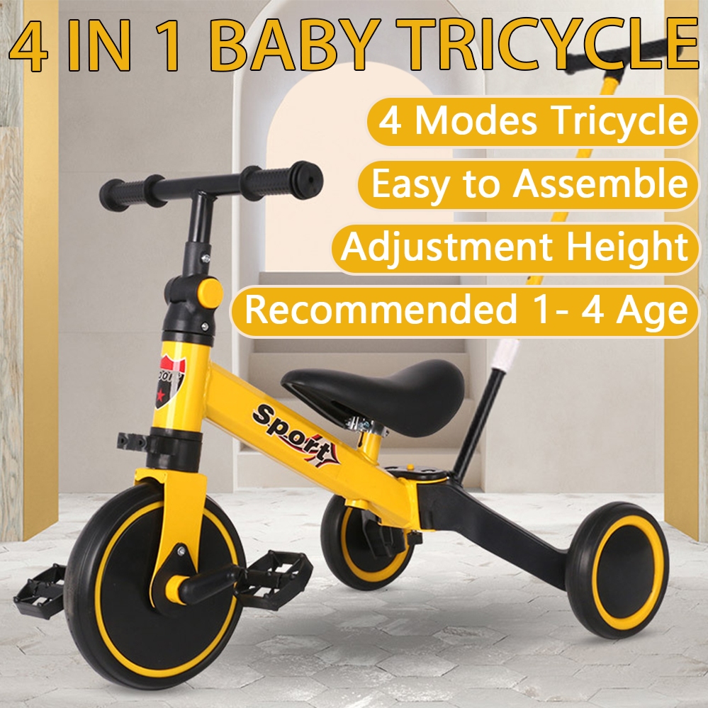 4 in 1 Kid Tricycle Bike With Music Light Children Scooter Baby Sliding ...
