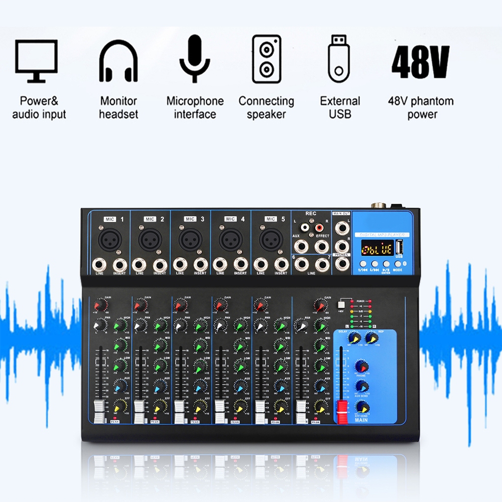 DJ Mixer Console MP3 player USB Connection Bluetooth 4/7 Channel ...