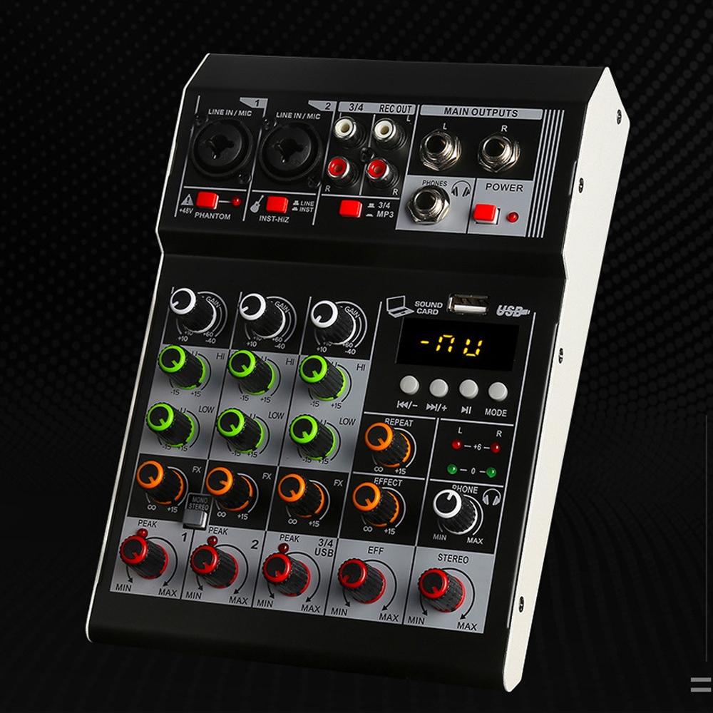 Audio mixer 4 Channel wireless microphone mixer audio 12v sound system ...