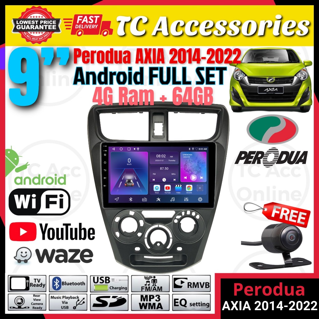 [4GB RAM] Perodua Axia 2014-2022 Octa Core 9"/10" IPS Screen Android ...