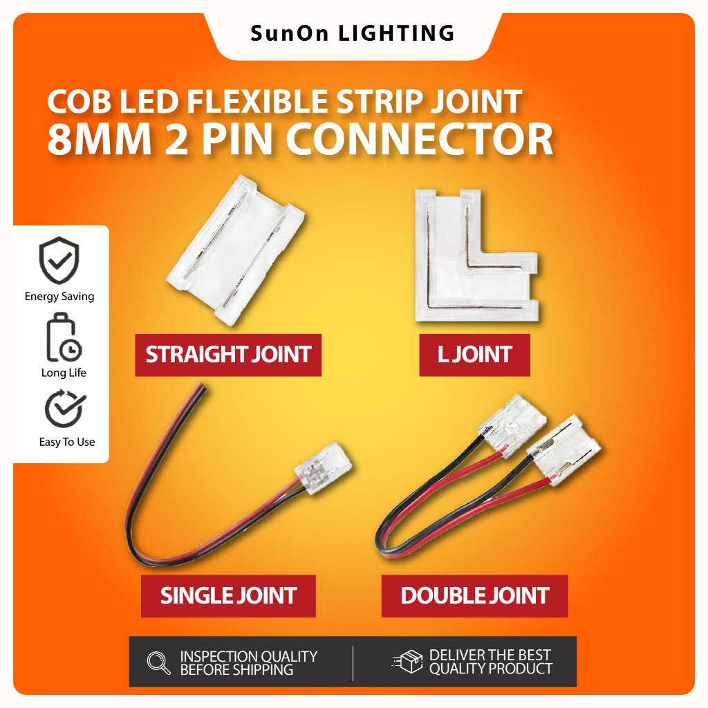 COB LED Connector RGB Strip Light Connector Strip Light Joint 2 Pin 1 ...