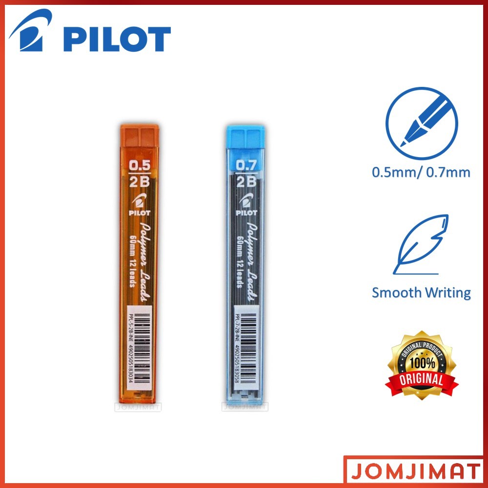 Pilot 2B Polymer Mechanical Pencil Leads 0.5mm / 0.7mm (60mm) / 2B Ubat ...