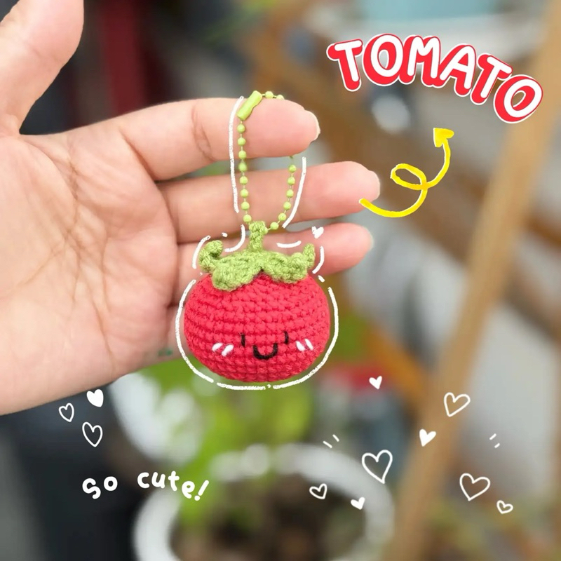 Handmade crochet 🍅Cute Tomato keychain > 钩针番茄钥匙扣 | Shopee Malaysia