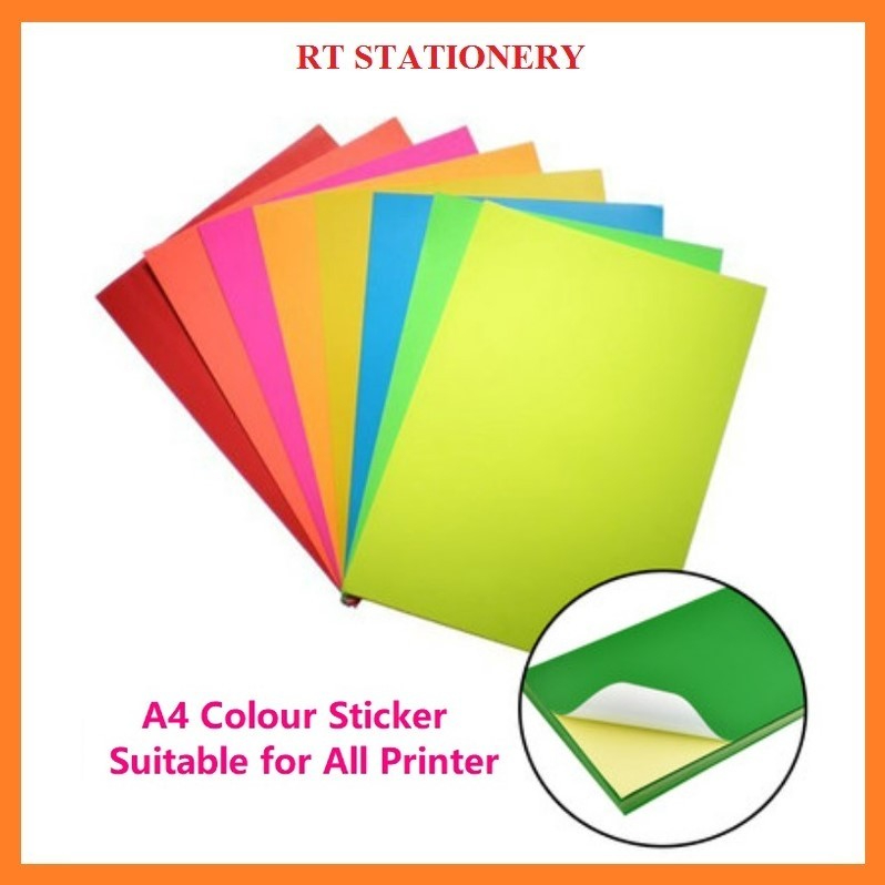 Fluorescent Color Sticker Paper A4 Size | Shopee Malaysia
