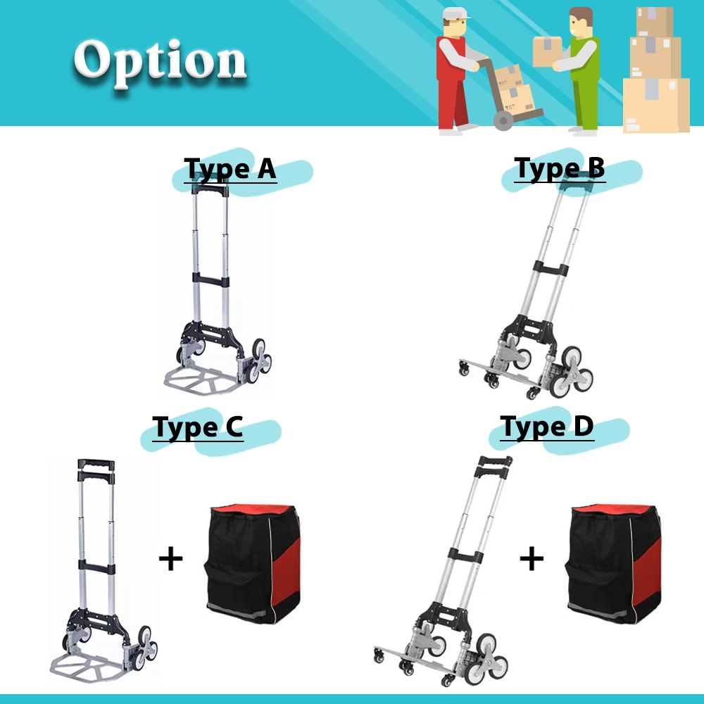 Borong365 Heavy Duty Folding Hand Truck Stair Climbing Tri-Wheel ...