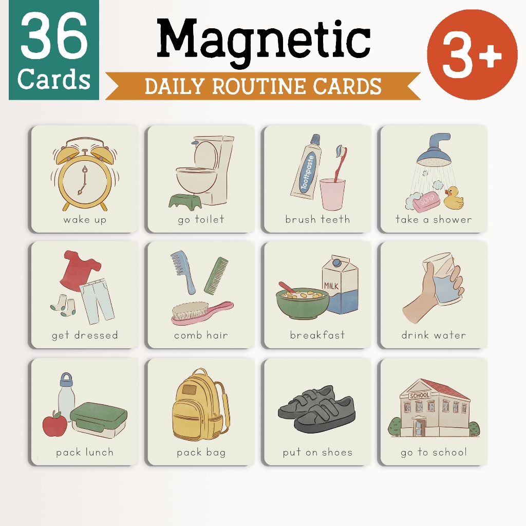 KidsandWhales Magnetic Daily Routine Board PECS Homeschool Visual Therapy Chart Autism Chart ...