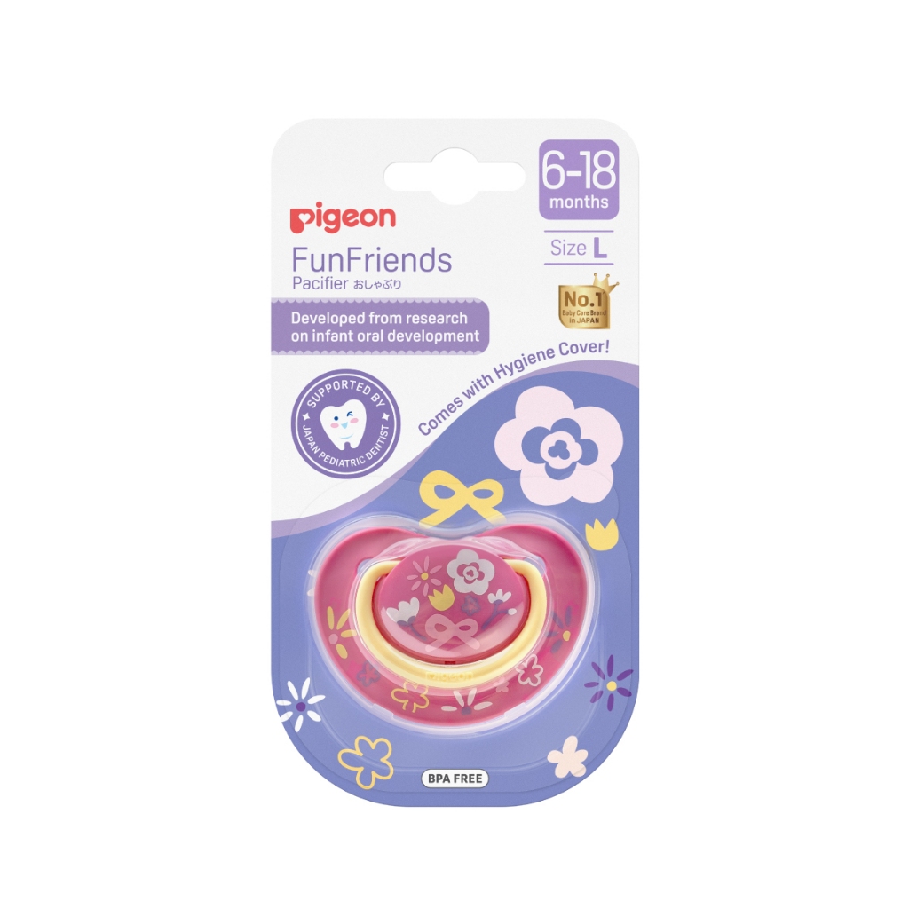 PIGEON FUNFRIENDS 6 - 18 MONTHS ( PACIFIER ) ( SIZE "L" ) FLOWER ...