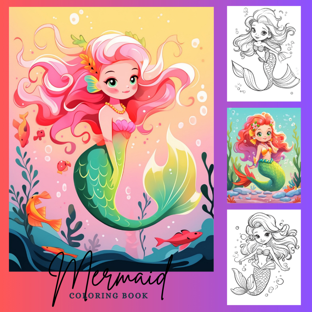 [CB43] [120 GSM] Coloring Book A4 Size - Cute Mermaid - Adult/Kids Coloring Book | Shopee Malaysia