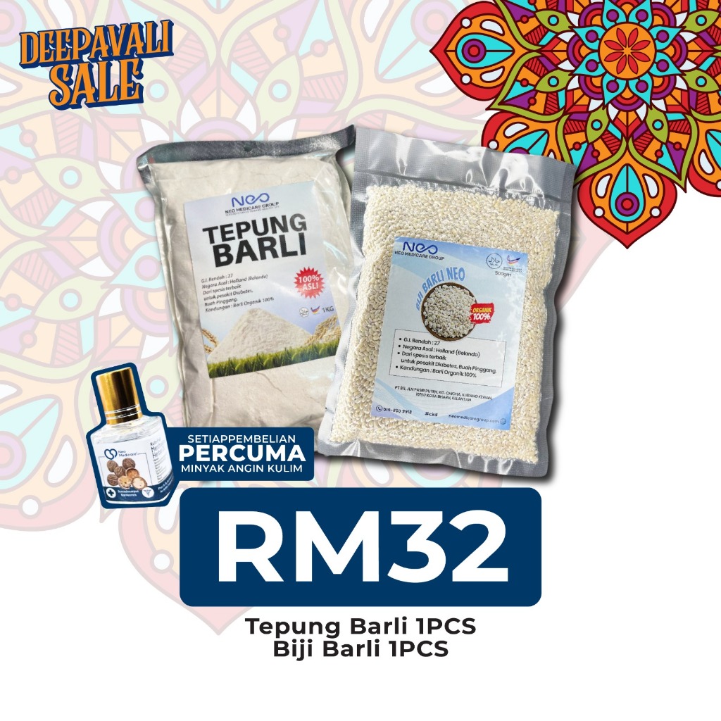 DEEPAVALI SALES !! TEPUNG BARLI + BIJI BARLI (FREE MINYAK ANGIN ...