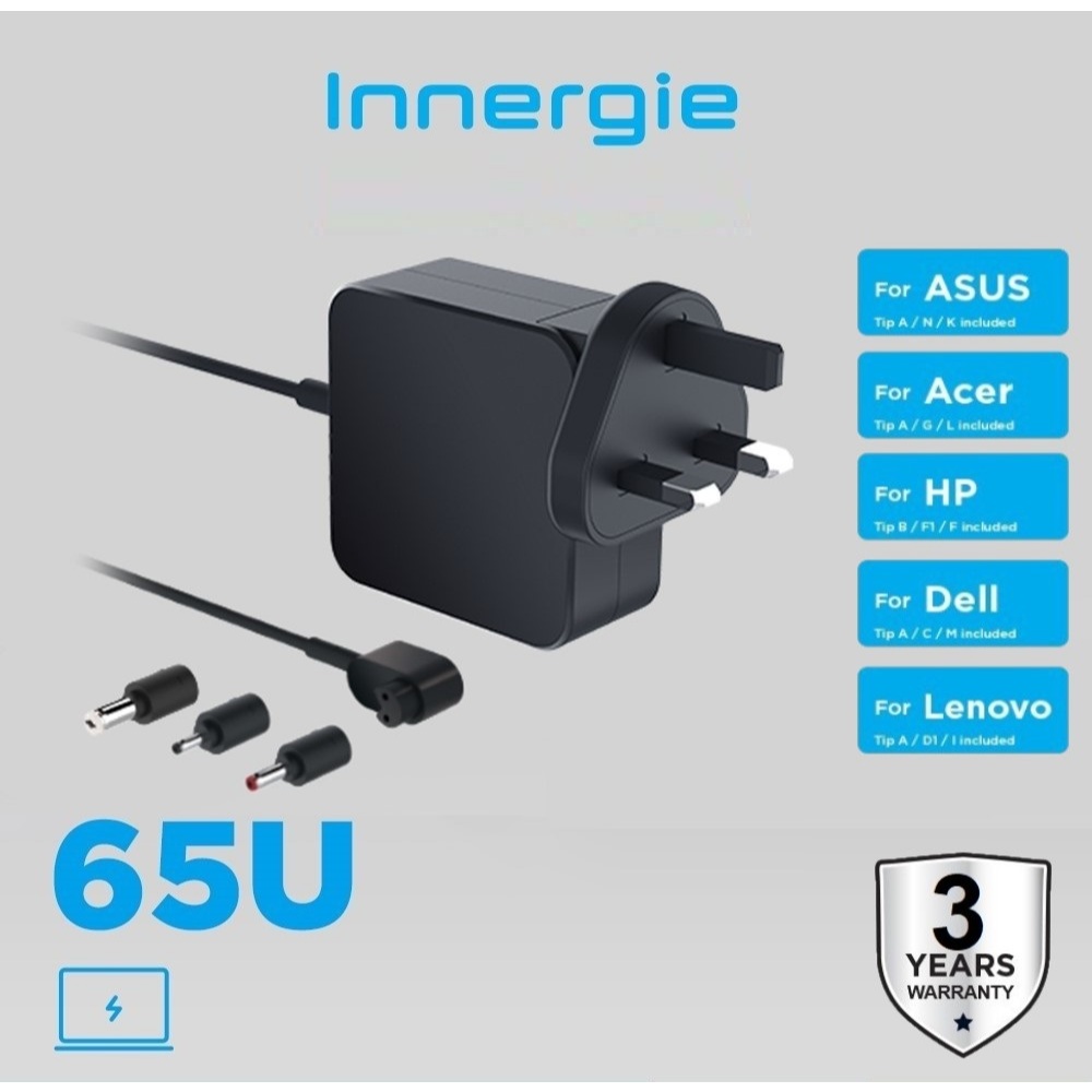 Innergie Universal Laptop Adapter Charger with Built in Cable (65W ...