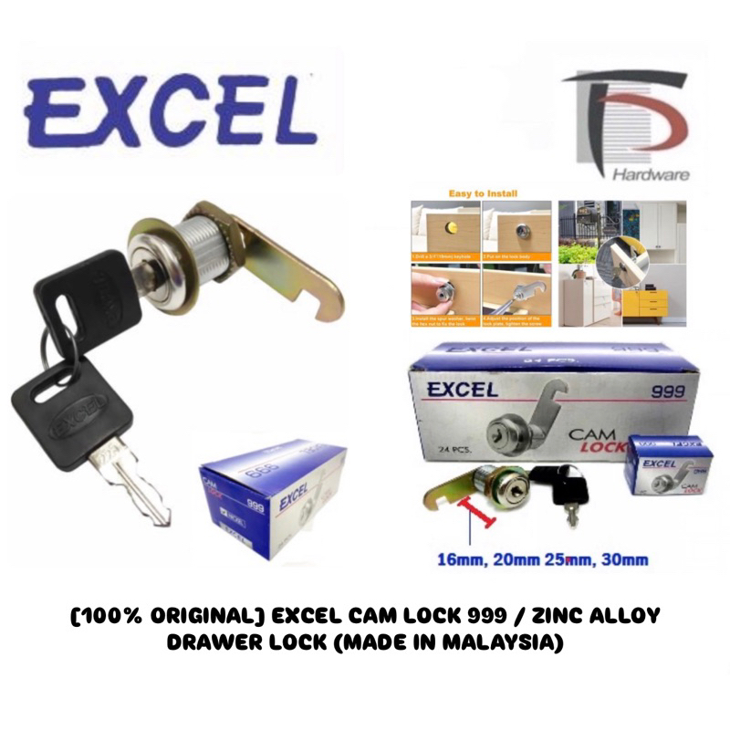 [100% ORIGINAL] EXCEL CAM LOCK 999 / ZINC ALLOY DRAWER LOCK (MADE IN ...