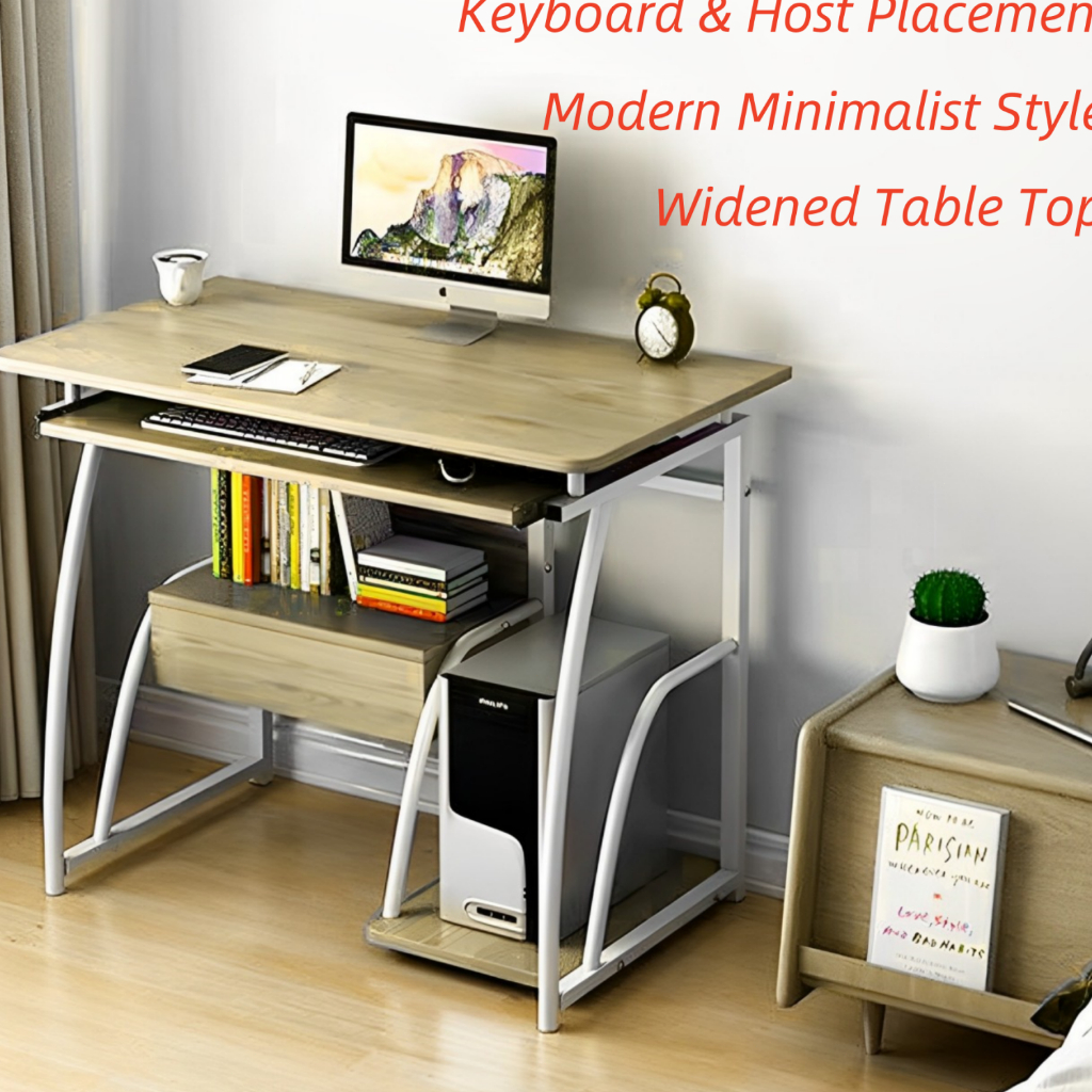 Desktop Computer Desk With Storage Rack Floor Office Simple Writing ...