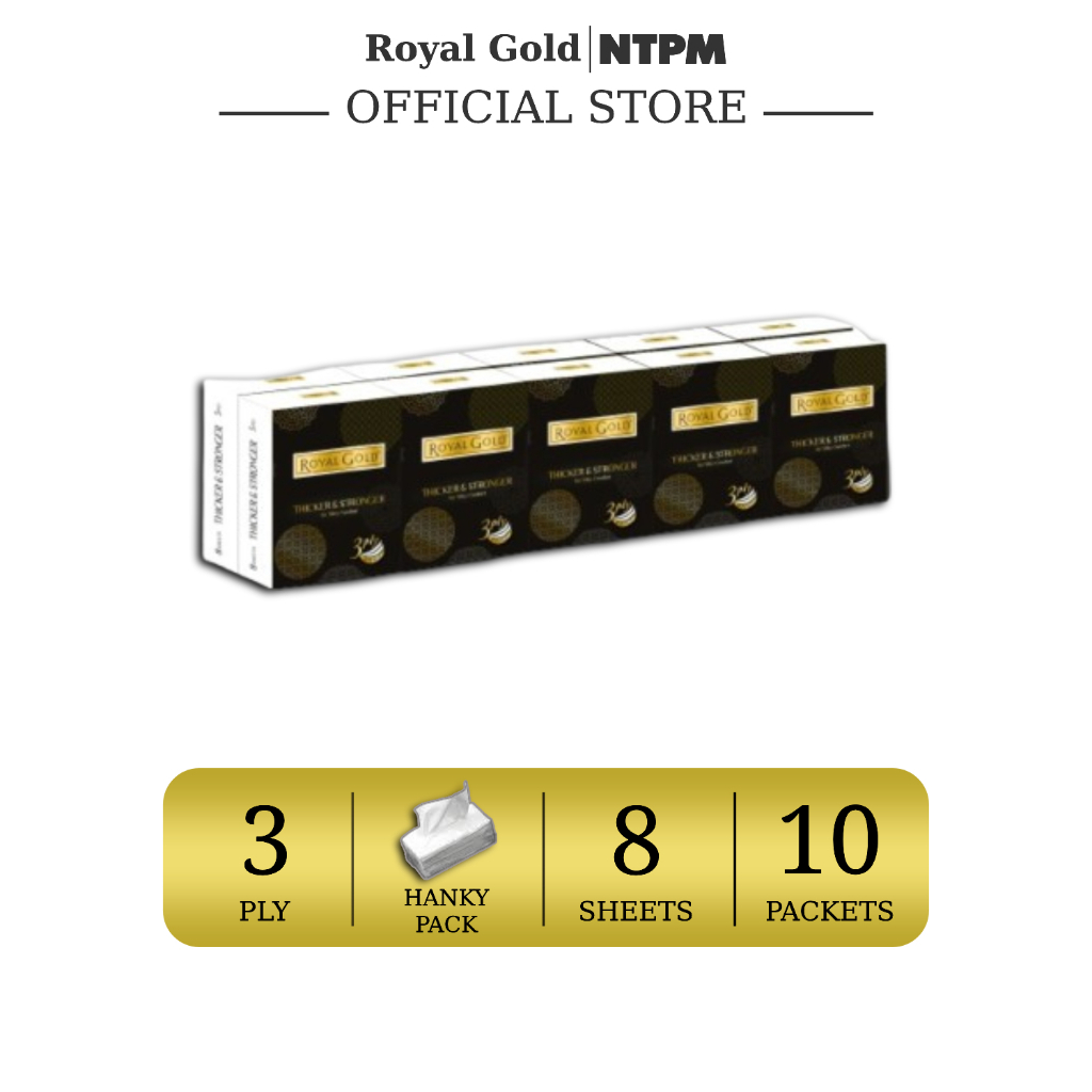 Royal Gold Luxurious (White) Hanky Pack 3 PLY (8's x 10 Packets ...