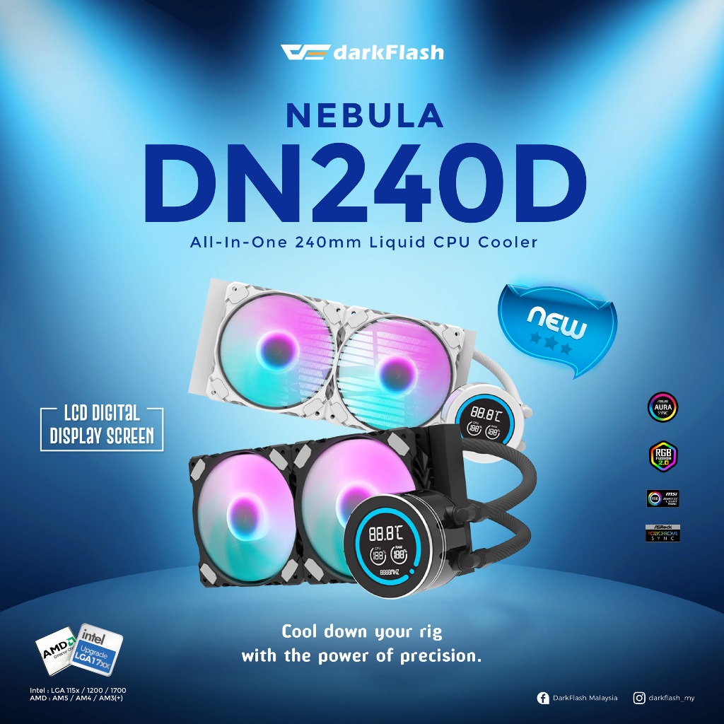 Aigo darkFlash Nebula DN240D aRGB All-In-One Liquid CPU Cooler | Shopee ...