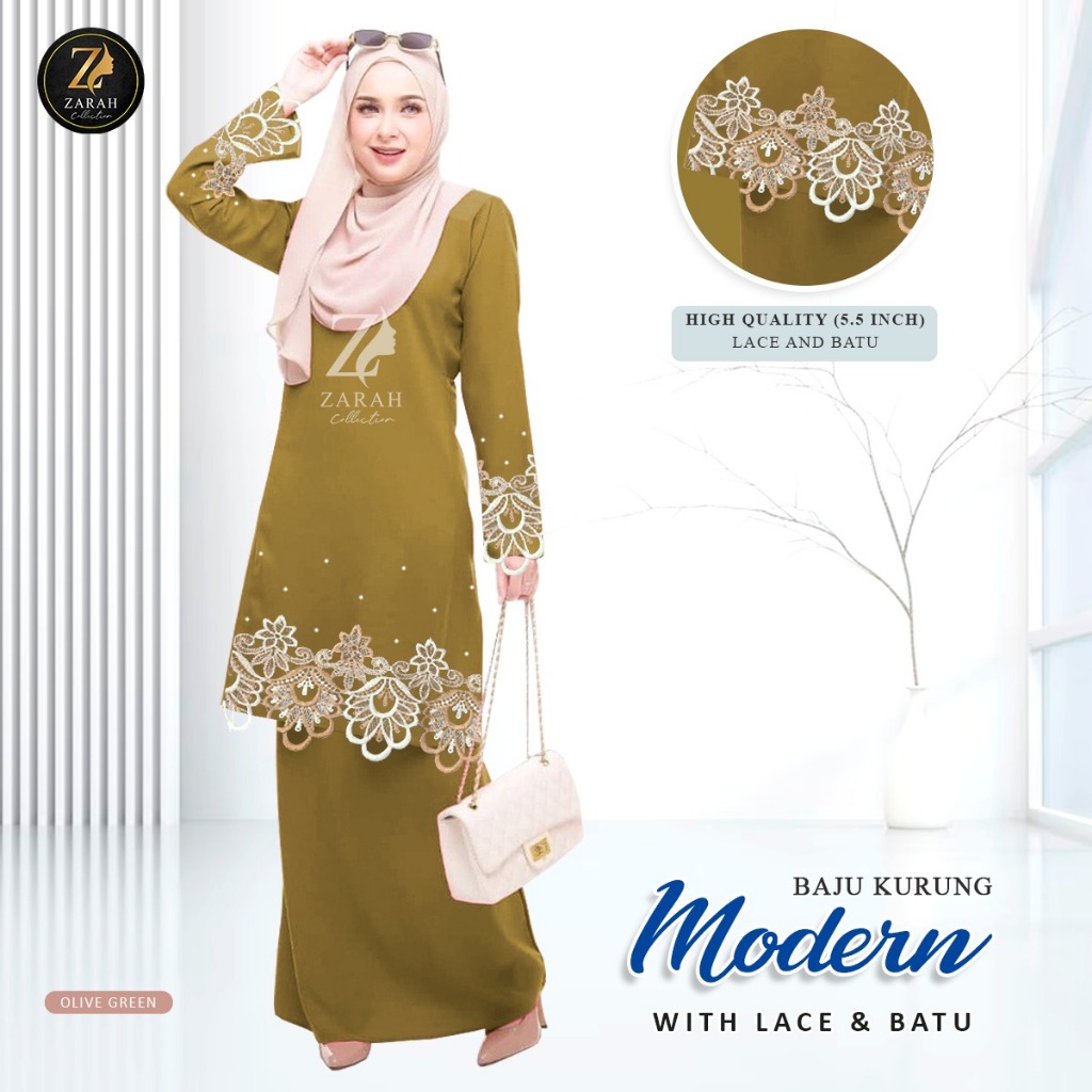 High Quality Baju Kurung Modern Zalia With Front Prada Lace/Sulam New ...