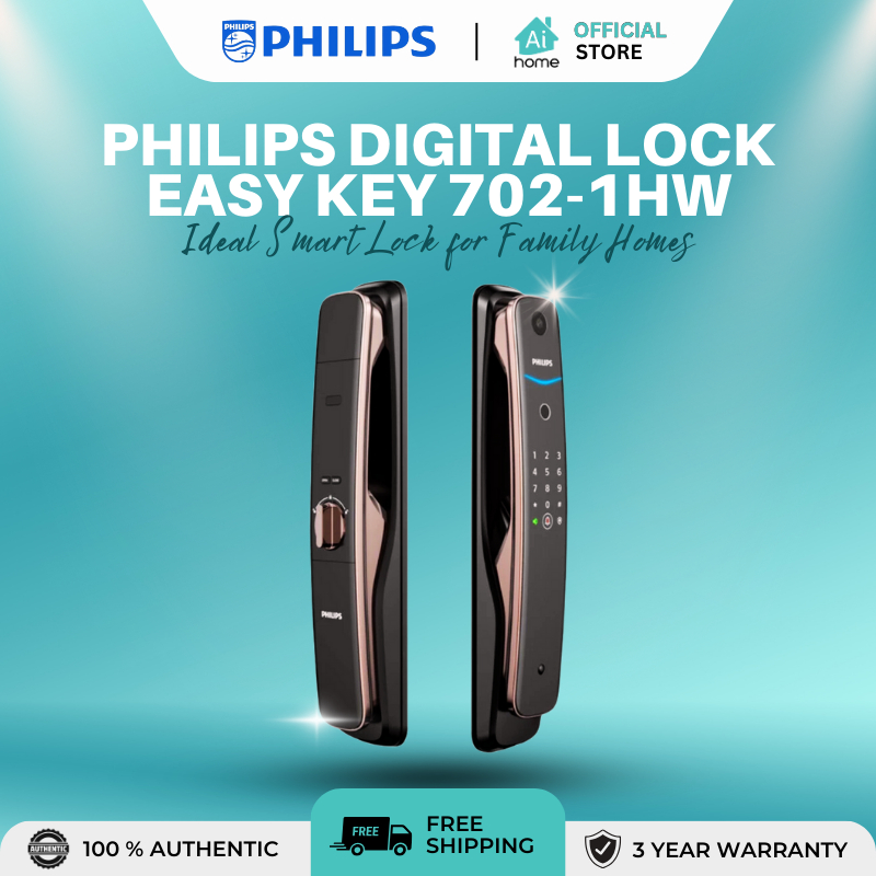PHILIPS Digital Lock Easy Key 702-1HW Secure Access with Fingerprint ...