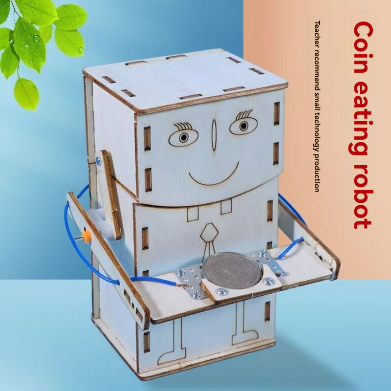 Coin-eating robot handmade diy technology small production puzzle ...