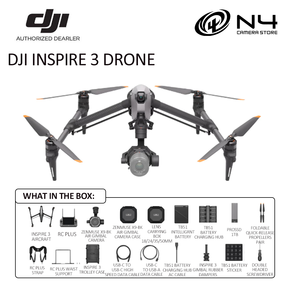 DJI Inspire 3 Drone With X9-8K Air Full-Frame 3-Axis Gimbal l Spotlight ...