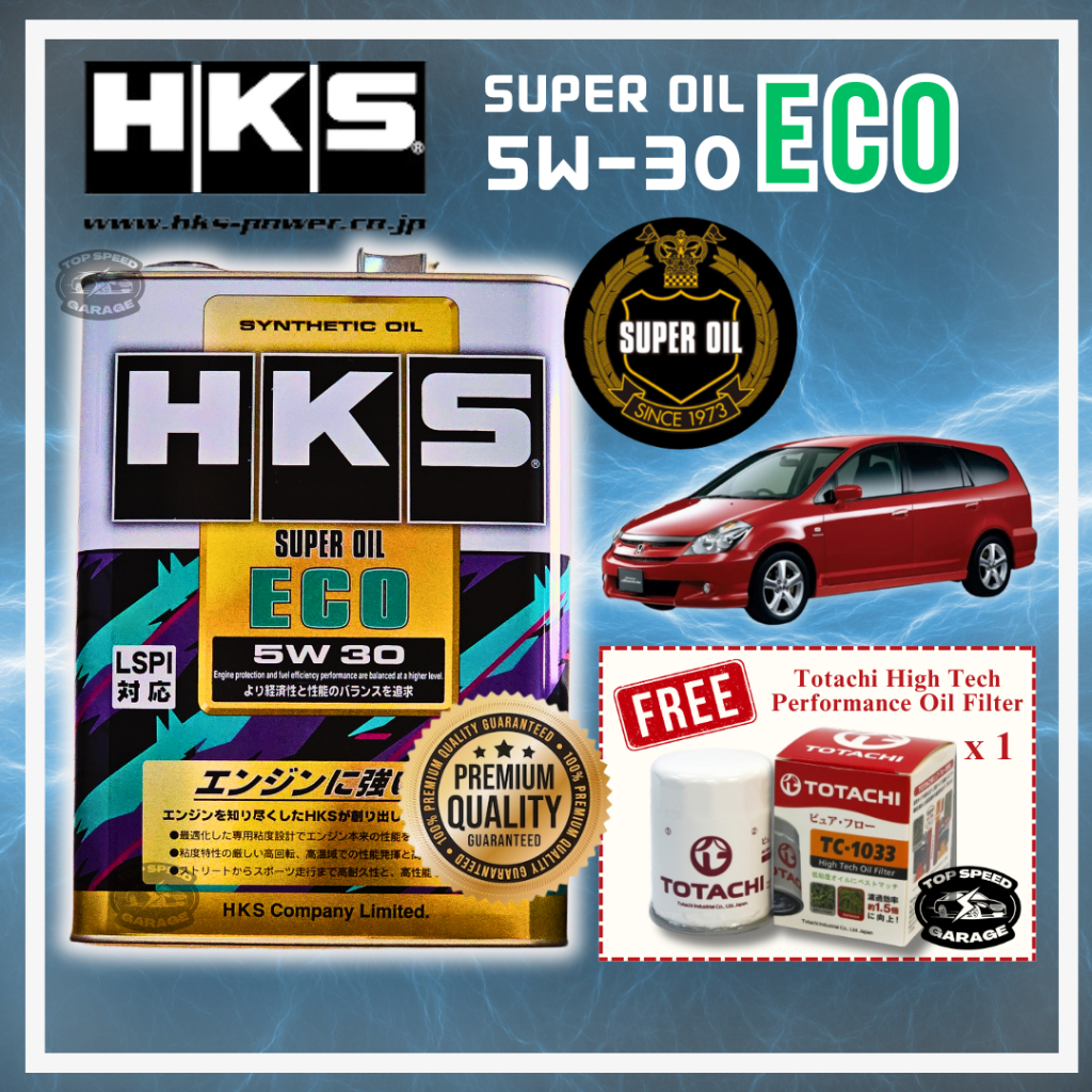 HONDA STREAM S7A 1.7/2.0 - HKS SUPER OIL ECO 5W30 4L ENGINE OIL [100% ...