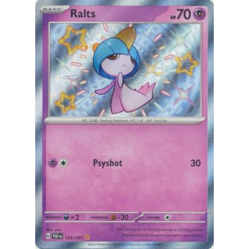 Pokemon TCG - Scarlet & Violet | Paldean Fates | Ralts - 153/091 ...