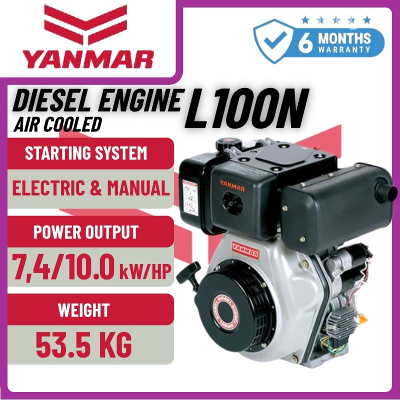 YANMAR DIESEL ENGINE L100 MANUAL & ELECTRIC TYPE 7.4KW 10.0HP (100% ...