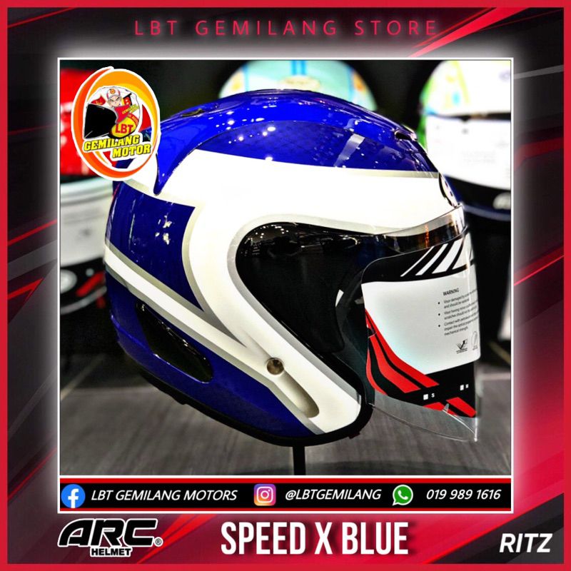 ARC Helmets RITZ [SPEED X BLUE] | Shopee Malaysia