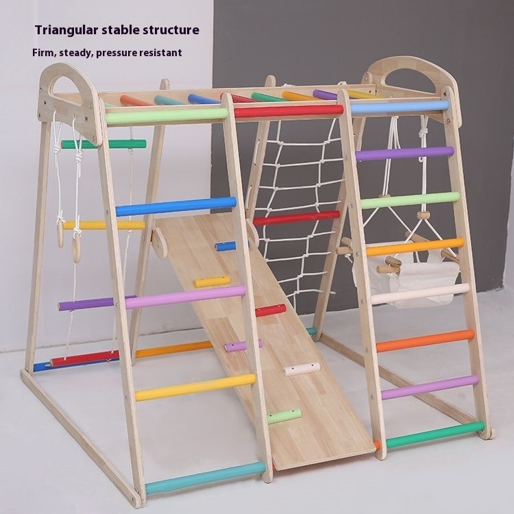 Solid Wood Children's Climbing Frame Indoor Climbing Slide Swing ...