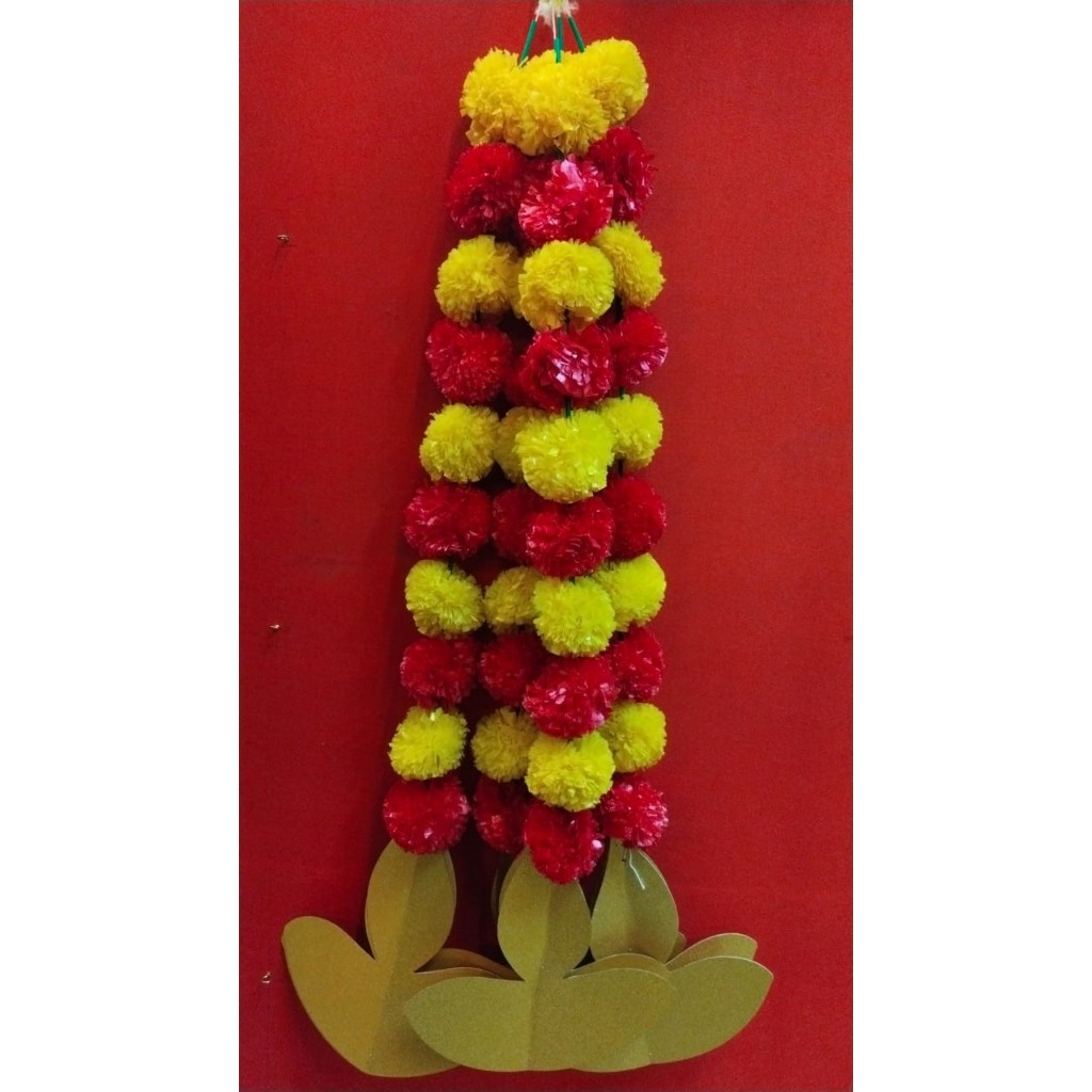 MARIGOLD GARLAND WITH DIYA PAPER /DECO ITEM/WEDDING DECO ITEM/GARLANDS ...