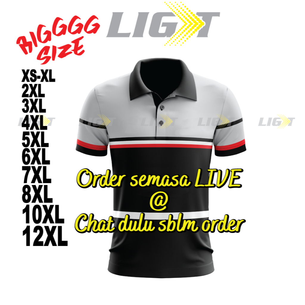 LIGIT Ready Stock Rugby Cntbvry Sport Polo Collar Shirt Subli Baju Besar Big Size 12XL 10XL 8XL ...