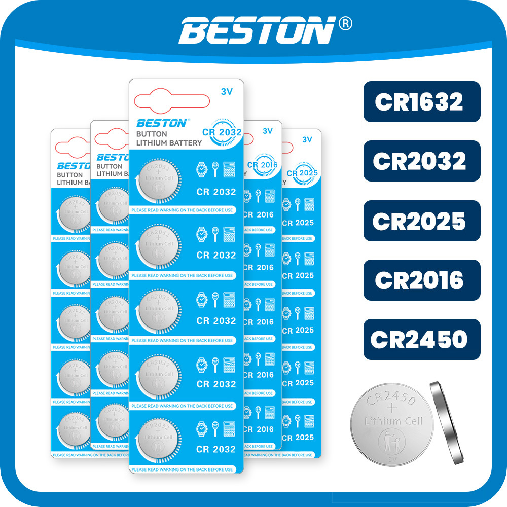 Beston 5PCS 3V Button Battery CR1632 CR2016 CR2025 CR2032 CR2450 Button ...