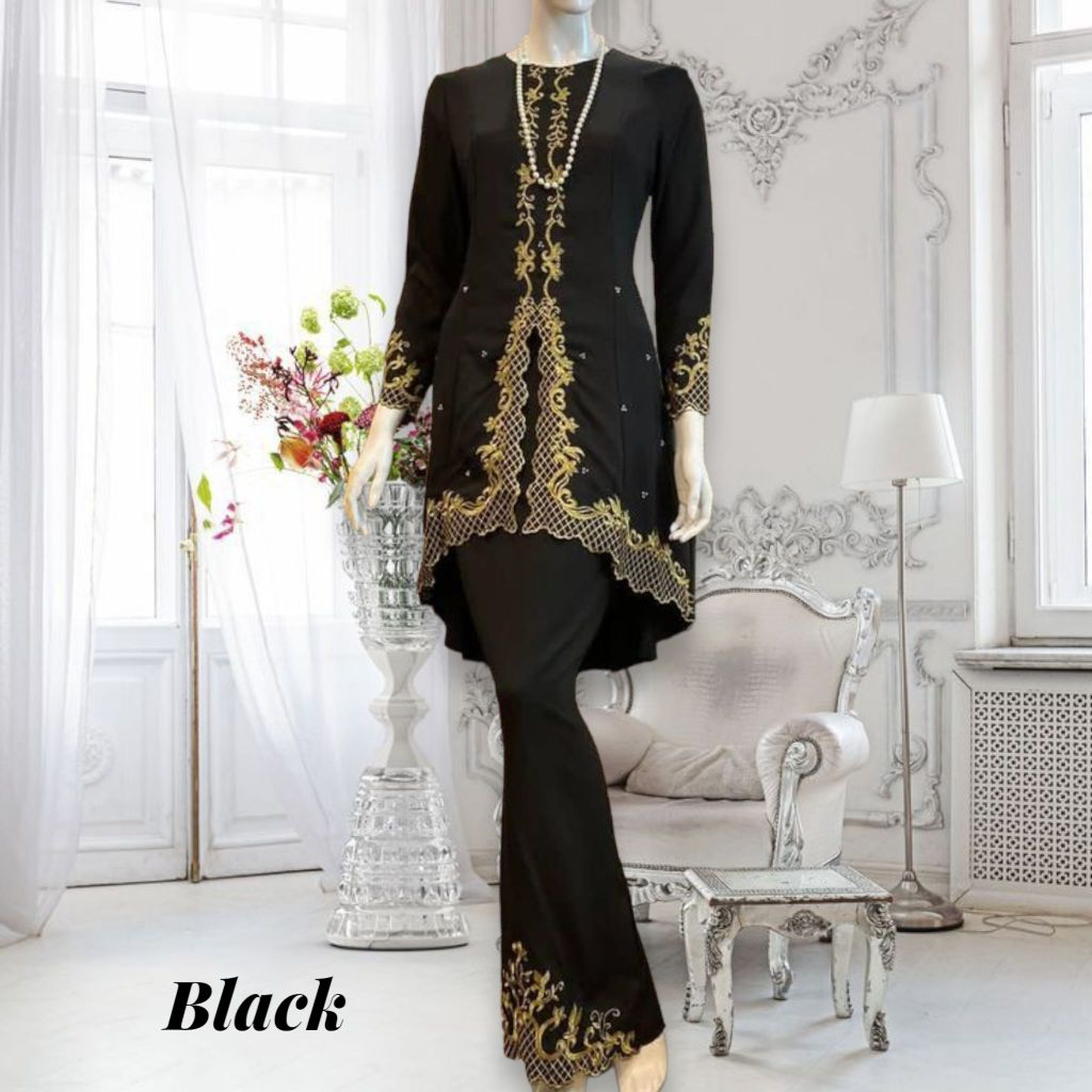 Kurung Modern - Baju Kurung Moden Kebarung Embun Gold Embroidery Nikah ...