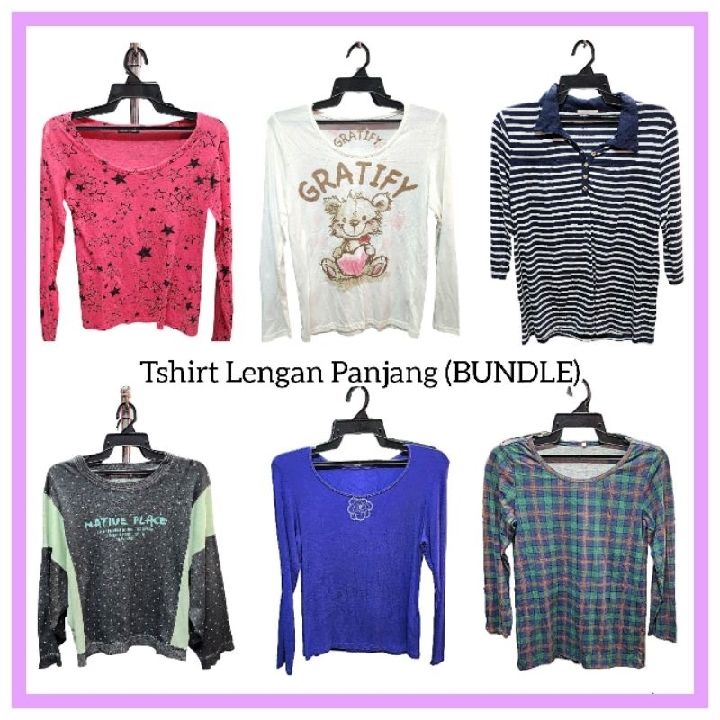 Baju Bundle Tshirt perempuan lengan panjang bundle (1 pc) | Shopee Malaysia