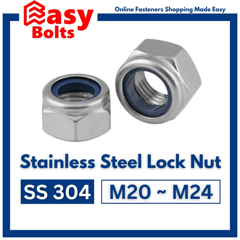 SS Nylon Lock Nut - M20 ~ M24 (Coarse Thread) (Benang Kasar) (Stainless ...