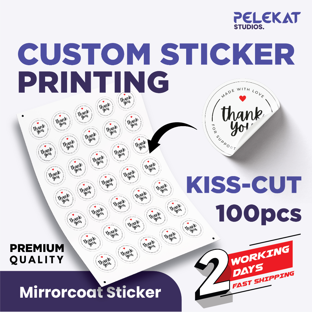 100pcs Sticker Label Custom Print Mirrocoat / PP White | Shopee Malaysia