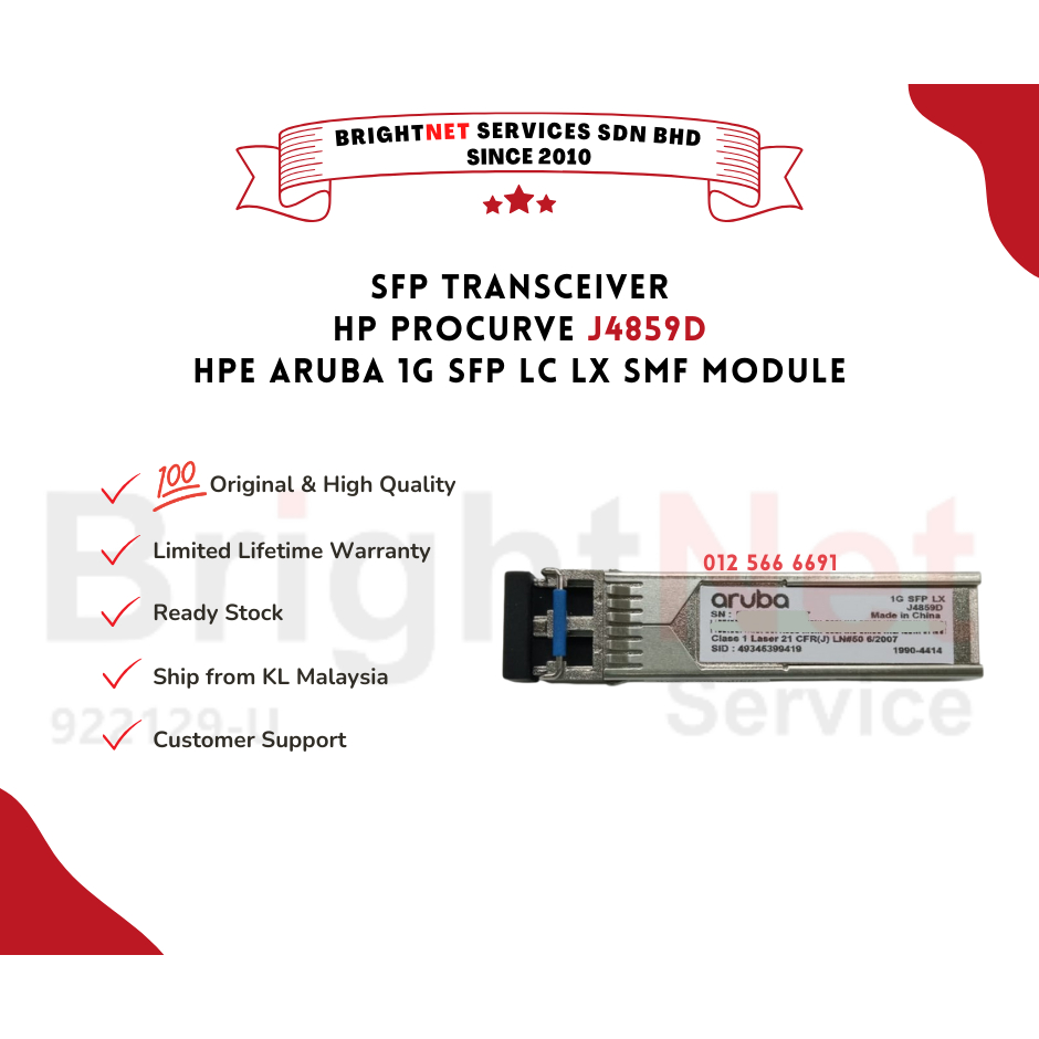 [READY STOCK] J4859D Aruba 1G SFP LC LX 10km SMF SFP Transceiver Module ...