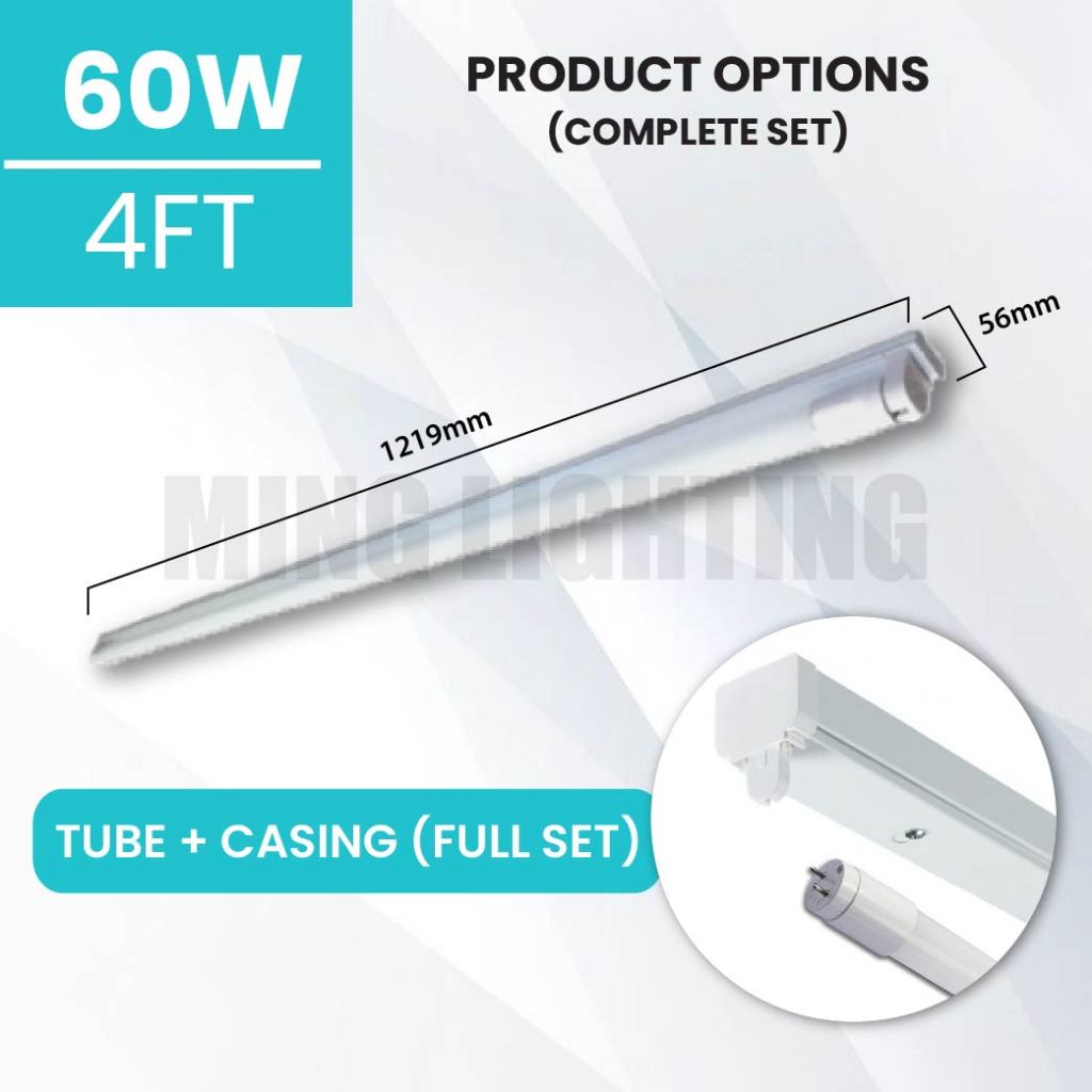 LED Fluorescent T8 4Ft Complete Set Light Lampu Kalimantang Panjang ...