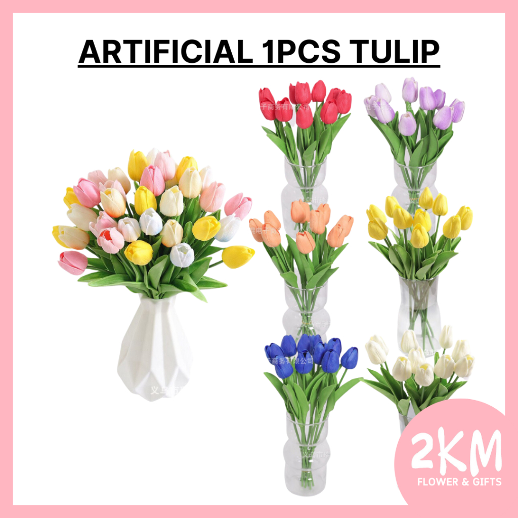 TULIP Artificial Fake Flower Bunga Bouquet Wedding Kahwin Pelamin ...