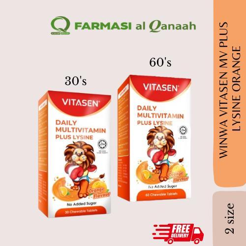 WINWA VITASEN DAILY MULTIVITAMIN PLUS LYSINE | ORANGE FLAVOUR 30'S / 60 ...