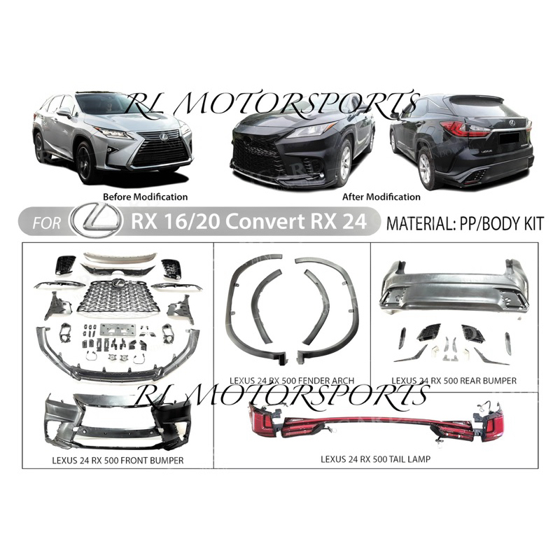 Lexus RX200t RX300 RX350 15-18 convert 2023 Fsport front rear bumper ...